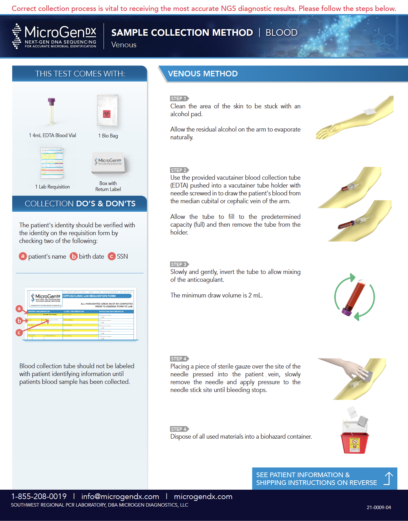 RESOURCES | Blood Collection Instructions | MicroGen Diagnostics